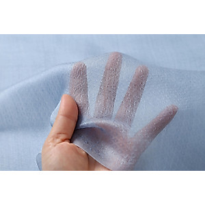 Jeelow Silk Wool Fashion Scarf Shawl Wrap Lightweight Sheer For Women Floral Embroidery Wedding Party Prom (Blue Floral)