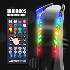 Playstation 5 Accessory Kits, PS5 Black Plates Disc Edition and PS5 LED Strip with 8 Colors and Remote Control