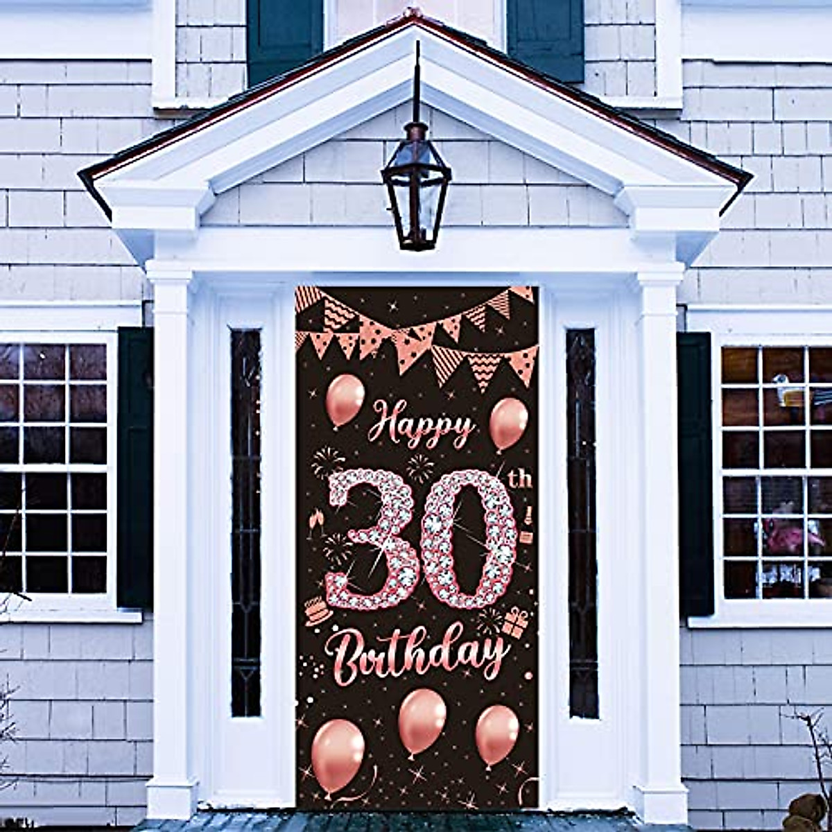 30th Birthday Banner Decorations Door Cover, Rose Gold 30 Year Old Birthday Party Backdrop Supplies for Her Women, Happy Thirty Birthday Poster Sign Decor(Rose Gold)