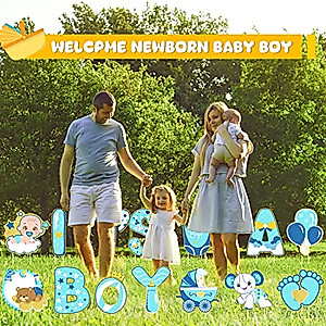 Fayavoo14Pcs ITS A BOY Yard Sign with Stakes Elephant Baby Shower Yard Sign Blue Gender Reveal Yard Sign Welcome Home Yard Sign Baby Shower Gender Reveal Party Decorations