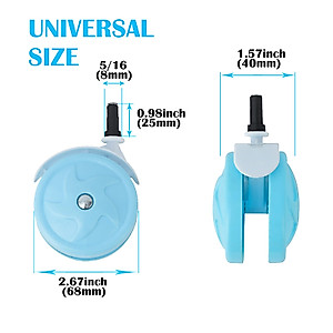 BAYWYI Baby Walker Wheels Replacement, Set of 2, Baby Walker Accessories, Plastic Rubber Wheels Casters, Universal Wheels, Blue-3, 8mm