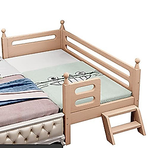 Wood Platform Bed Frame, Widened Splicing Bed, Wooden Junior Bed and Children's Bed with Guardrail, for Adults, Kids, Teenagers | Easy Assembly (Color : Style 2, Size : 150x80x40cm)