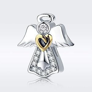 MallDou Jewelry Angel Wing Charm 18K Gold Plated Bead Charms for Charms Bracelet Necklace Christmas Gifts