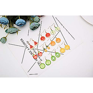 Fun Assorted Fruit Earrings for Women,Kiwi Earrings,Watermelon Earrings,Lemon Earrings,Orange Slice Earrings,Citrus Earrings,Fun Weird Fruit Shaped Dangle Earrings for Girls