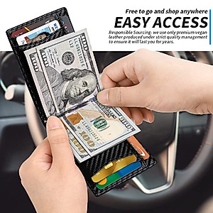 SIMBOOM Airtag Wallet Men, Slim AirTag Wallet Bifold RFID Blocking with Money Clip Multiple Cards Pocket, Gifts for Mens(Carbon Black)