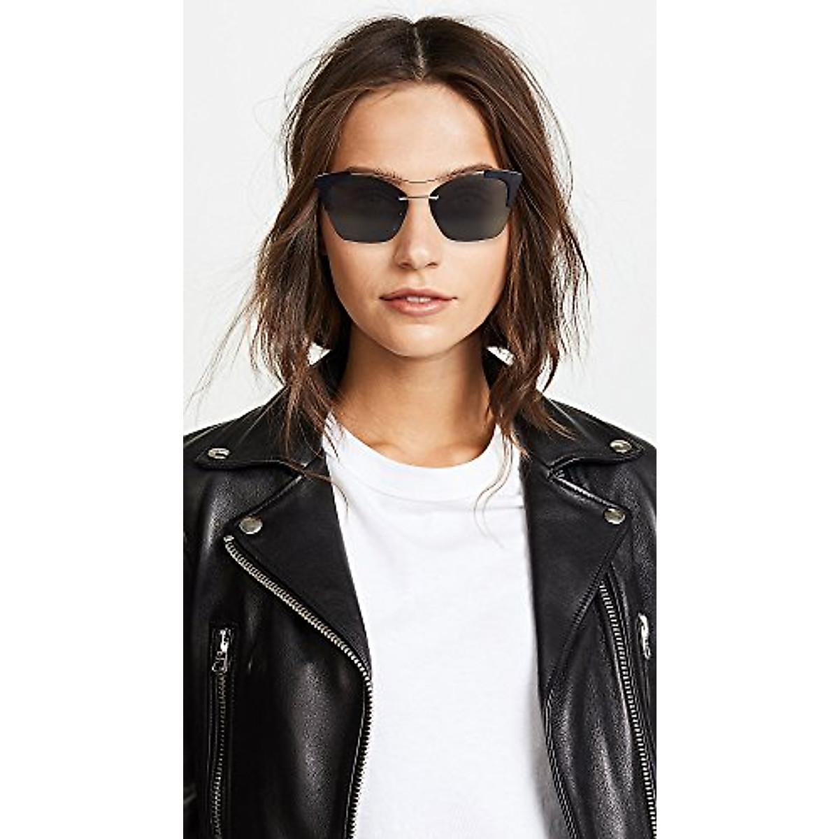 Prada PR 21US KUI5S0 Black/Gold Plastic Cat-Eye Sunglasses Grey Lens