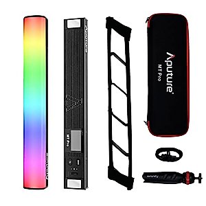 Aputure MT Pro,RGBWW Mini Tube Light,36 Pixel-Mappable,7.5W 2000K to10000K,9 Built-in Battery System FX with Grid and Tripod