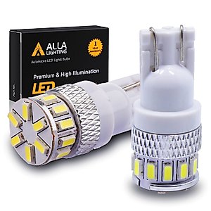 Alla Lighting Newest T10 Wedge 194 168 2825 W5W LED Bulbs, 6000K White License, Reverse, Trunk, Marker, Parking, Door, Map, Dome Lights Lamps, 360° Light 4014 18-SMD Super Bright 558 161 175