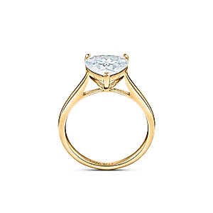 ISAAC WOLF Heart Shape 2 Carats in 14k Solid Gold Genuine Flawless Moissanite Diamond Solitaire Proposal Valentine Gift Ring 14k Solid White, Yellow OR Rose GOLD (Yellow Gold, 7)