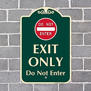 SmartSign Designer "Exit Only - Do Not Enter" Sign, 12" x 18", 120 mil Aluminum Composite (ACM) with Overcoat, Engineer Grade Reflective, Red & Green, Made in USA