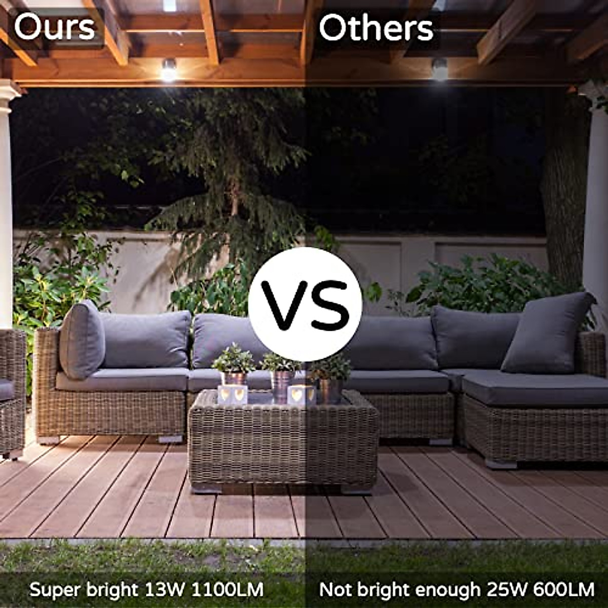 Minpory Motion Sensor Light Bulbs Outdoor, Movement Activated Dusk to Dawn LED Security Bulbs, 13W(100W Equivalent) A19 E26 5000K Daylight Cool White for Garage Porch Basement Hallway Closet, 2 Pack