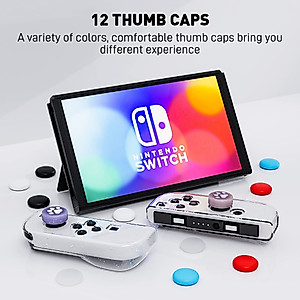 FUNDIARY Glitter Protective Clear Shell for Nintendo Switch OLED Joycon Controller, Comfort Grip Case Compatible with Switch Standard Edition, Transparent Cover Case for Joycon Controller