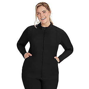 Healing Hands Scrub Jacket for Women 2 Pocket Purple Label Scrubs 5038 Dakota Zip up Womens Jacket Black M