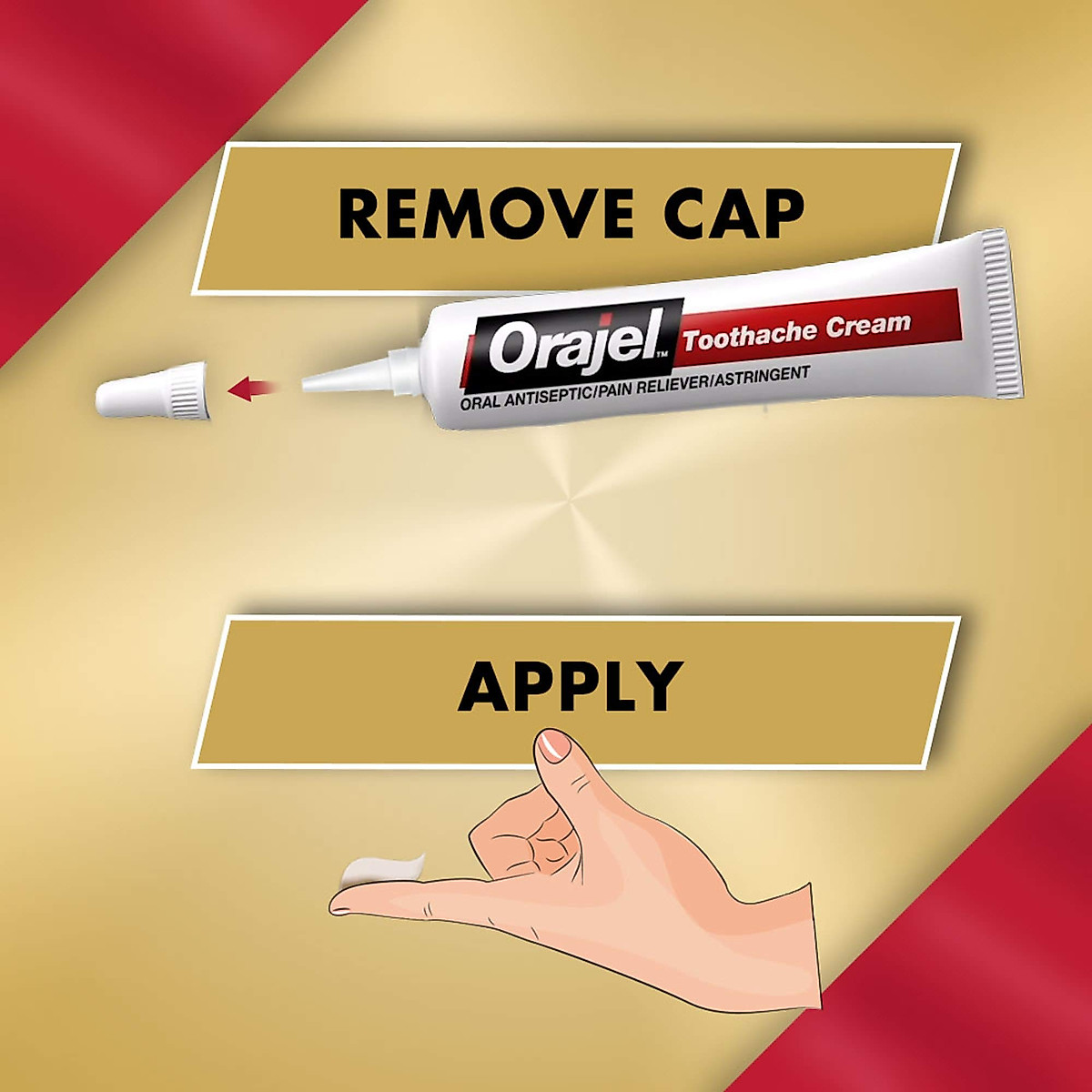 Orajel 4X for Toothache & Gum Pain: Severe Cream Tube 0.33oz- From #1 Oral Pain Relief Brand
