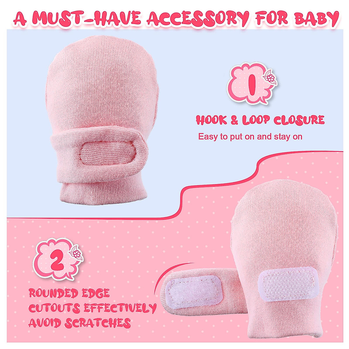 16 Pairs Adjustable Baby Mittens No Scratch Newborn Cotton Breathable Gloves Warm Baby Mitts for Boys Kids