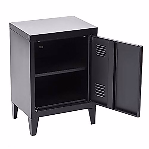 Homy Casa Inc Graves Solo Storage Lockers, Metal Black Nightstand, Metal Cabinet-Black