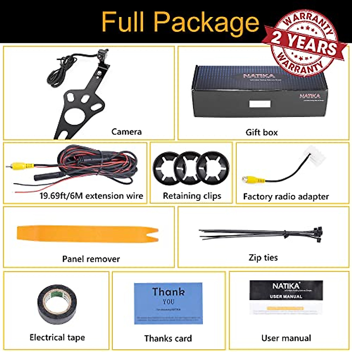 NATIKA Backup Camera for 2007-2018 Jeep Wrangler JK: No Distorted Affect Starlight Night Vision CVBS | AHD Waterproof HD Spare Tire Mount Backup Reverse Rear View Camera for Jeep Wrangler JK 2007-2018