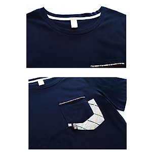 Leisure Home Big Boys Pajamas,Long Plaid Strips Cotton Shorts Tee Shirt Sleepwear Teens 8-18 Years (10-12 Years, BuleGrey), BoyPJS009