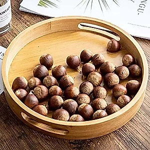 Bamboo, Coffee Table Tray, Great as Farmhouse Decor, Round Wooden, Serving Trays or Serving Platter, Wood Serving Tray, Bamboo Tray as a Decorative Tray, Works as Coffee Table Trays for Living Room