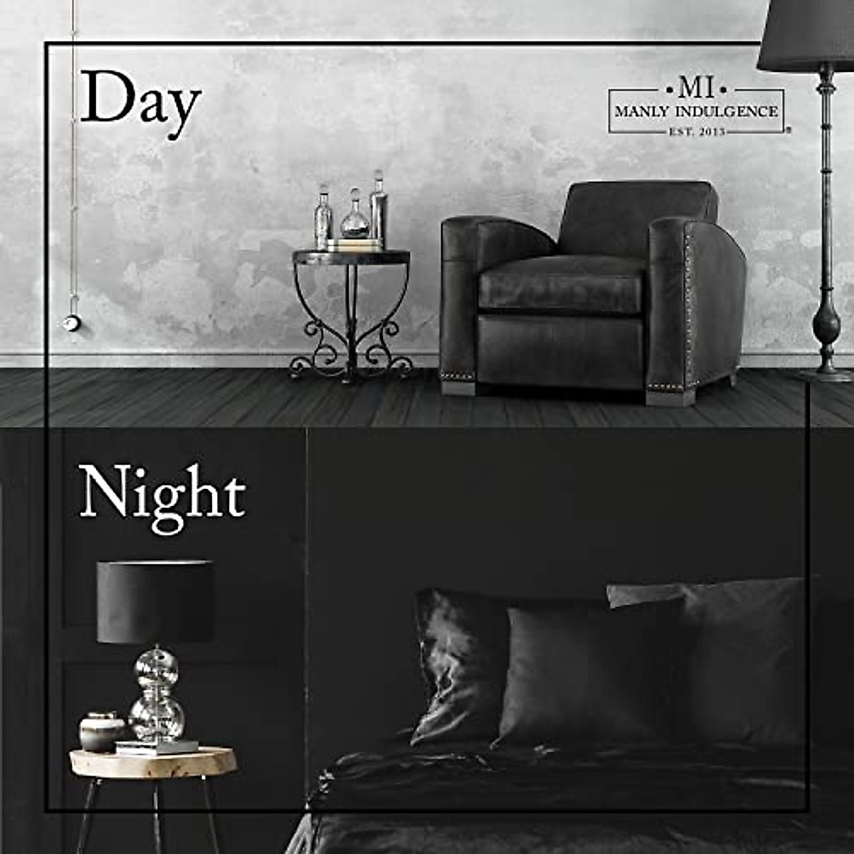 Manly Indulgence Scented Jar Candle, Black Sandalwood, Signature Collection, Soy Wax Blend, Wooden Wick, 15 Oz, Single (Bergamot, Tobacco, Amber & Musk)