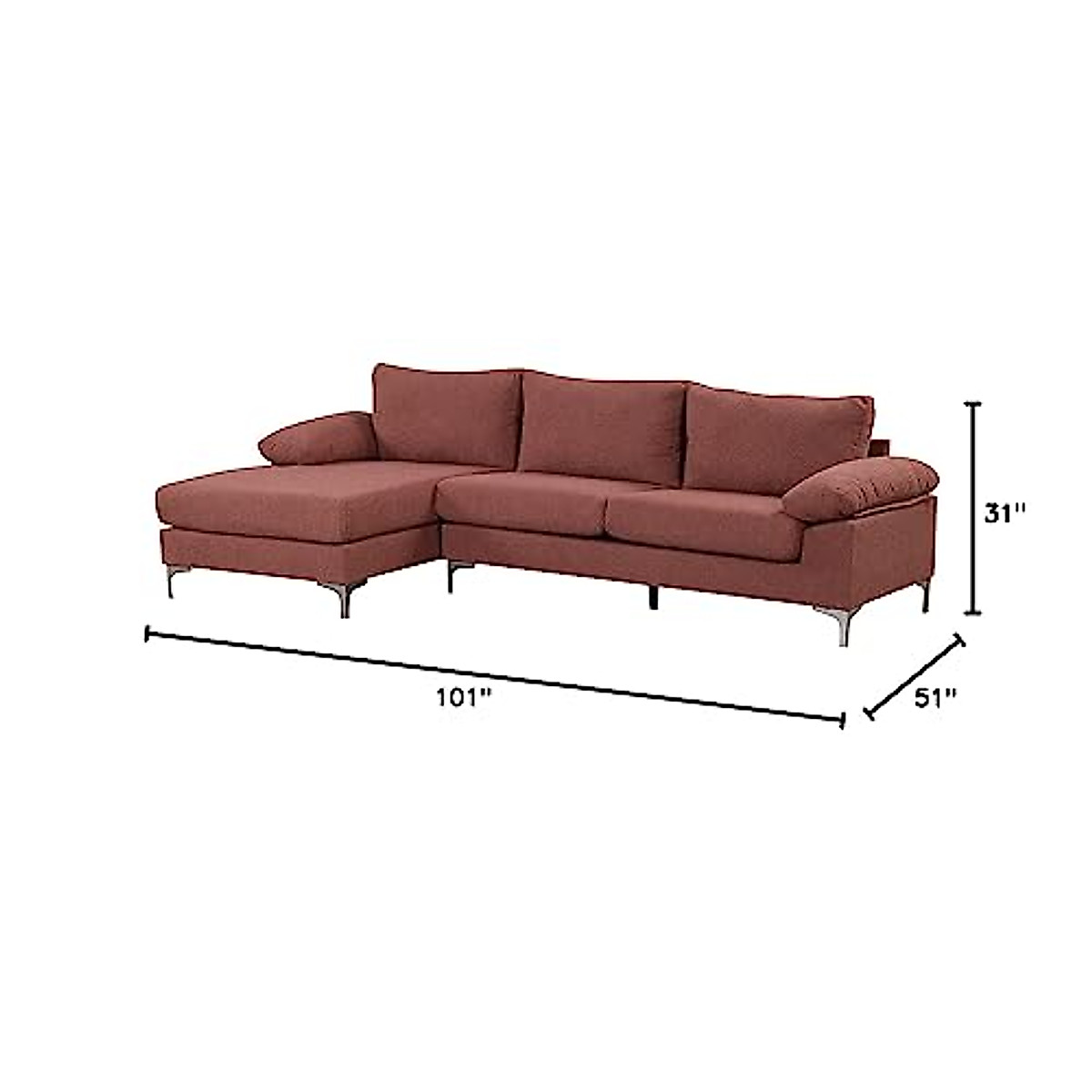 Casa Andrea Milano Luxury Modern Large Boucle L-Shape Sectional Sofa, with Extra Wide Chaise Lounge Couch