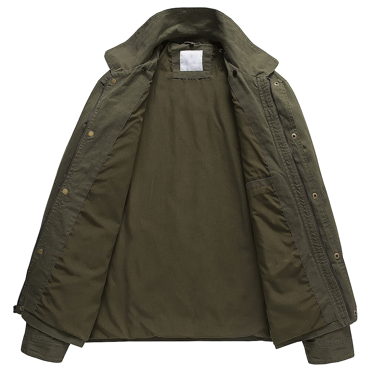Pursky Men's Spring Fall Casual Windbreaker Army Jacket Cargo Cotton Hooded Military Bomber Coat L Army Green