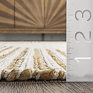 nuLOOM Clea Hand Woven Geometric Flatweave Tassel Area Rug, 8' x 10', Natural