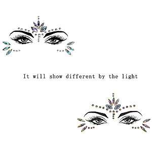 Mermaid Face Gems Stick Jewels for Women Cosplay Mermaid Halloween Club Eye Face Gems Makeup Stickers on Rave Party Gift for Kids Eye Face Jewels Temporary Tattoos Festival Concert Dress-up