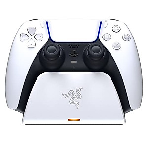 Razer Quick Charging Stand for PlayStation 5: Charge - Curved Cradle Design Matches PS5 DualSense Wireless Controller One-Handed Navigation USB Powered White (Controller Sold Separately)