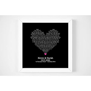 Any Song Framed Song Lyrics Special Song Anniversary Song First Dance Wedding Gift Valentine Gift