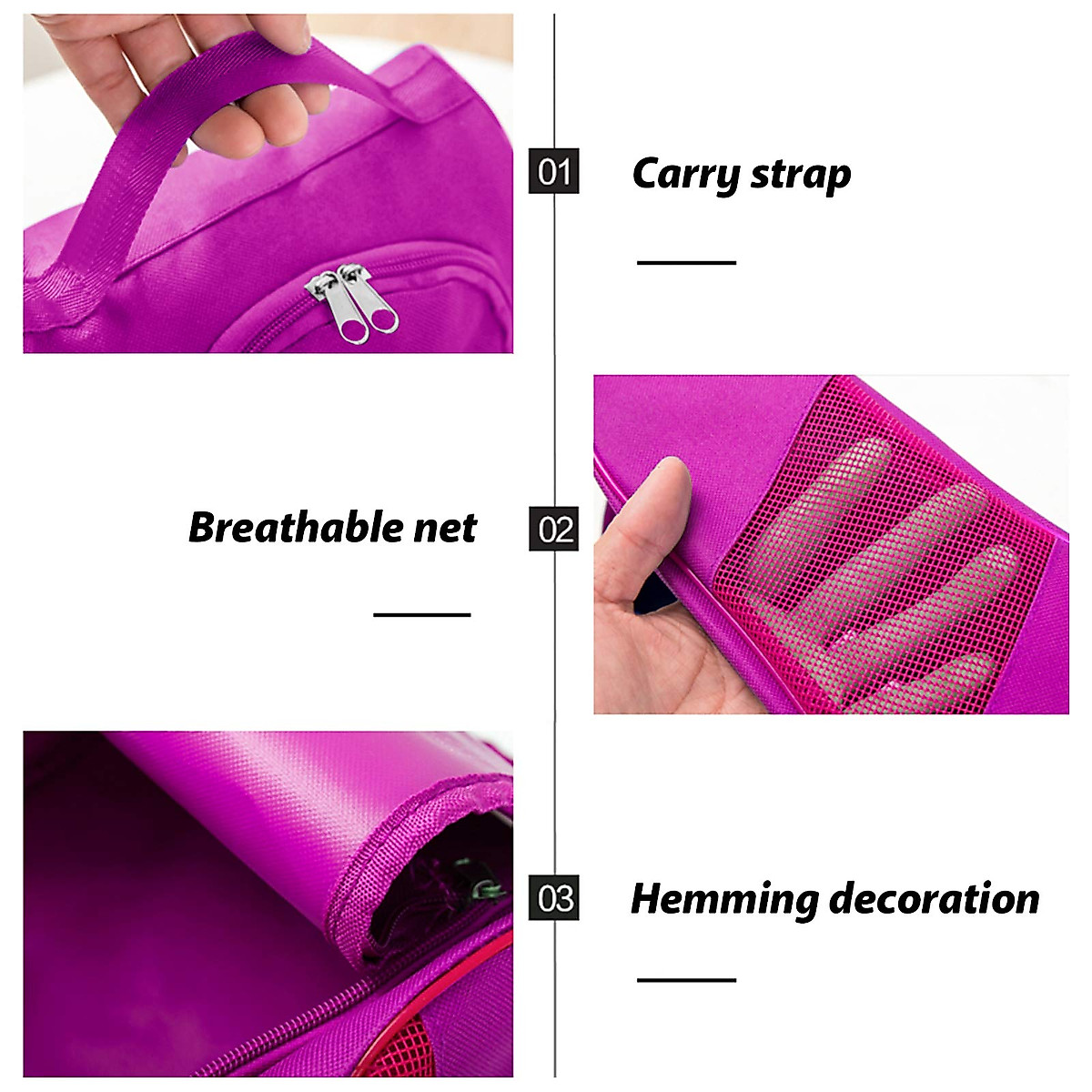 Waterproof Breathable Dustproof Travel Portable Shoes Zipper Handle Carrying Case Organizer Home Shoes Free Stand Packing Cubes Box Storage Bag (Red)