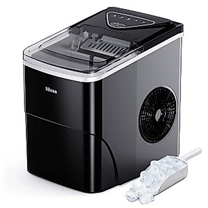 Silonn Ice Maker Countertop - 9 Cubes Ready in 6 Mins, Self-Cleaning Ice Machine with Ice Scoop and Basket, 2 Sizes of Bullet Ice