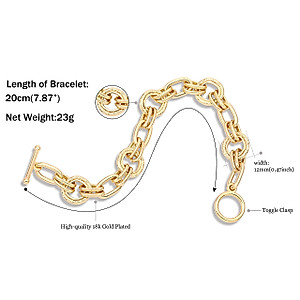 SOFYBJA 18k Gold Plated Chunky Wide Cuban Curb Oval Rolo Link Chain Bracelets for Women Rope Bracelets Handmade Jewelry for Women