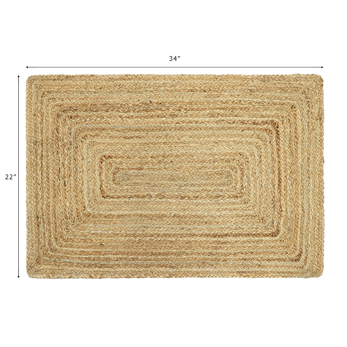 COTTON CRAFT Braided Jute Area Rug - 100% Jute Handspun Chunky Textured Neutral Reversible Rug - Throw Rug - Accent Rug Carpet - Rustic Farmhouse Entryway Living Room Bedroom Décor - 22 x 34 - Natural