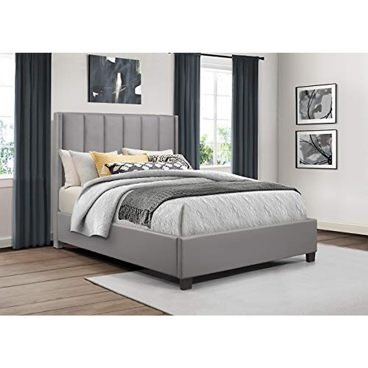 Lexicon Taye Upholstered Platform Bed, Cal King, Gray