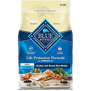 Blue Buffalo Life Protection Formula Adult Dry Dog Food, Helps Build and Maintain Strong Muscles, Made with Natural Ingredients, Chicken & Brown Rice Recipe, 34-lb. Bag