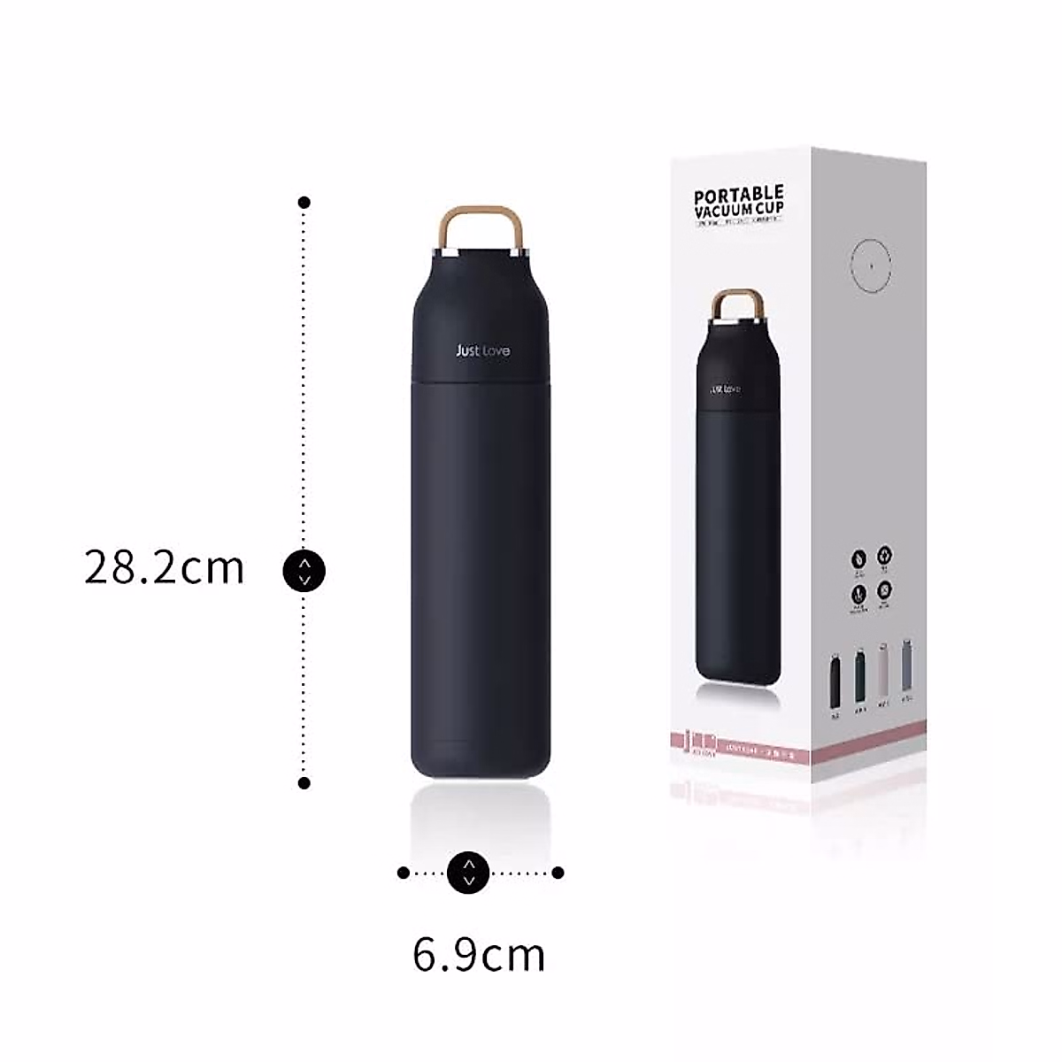Stainless Steel Vacuum Insulated Water Bottle With Handle Lid - 500ml - Modern, Minimalist And Sleek Design (Blue)