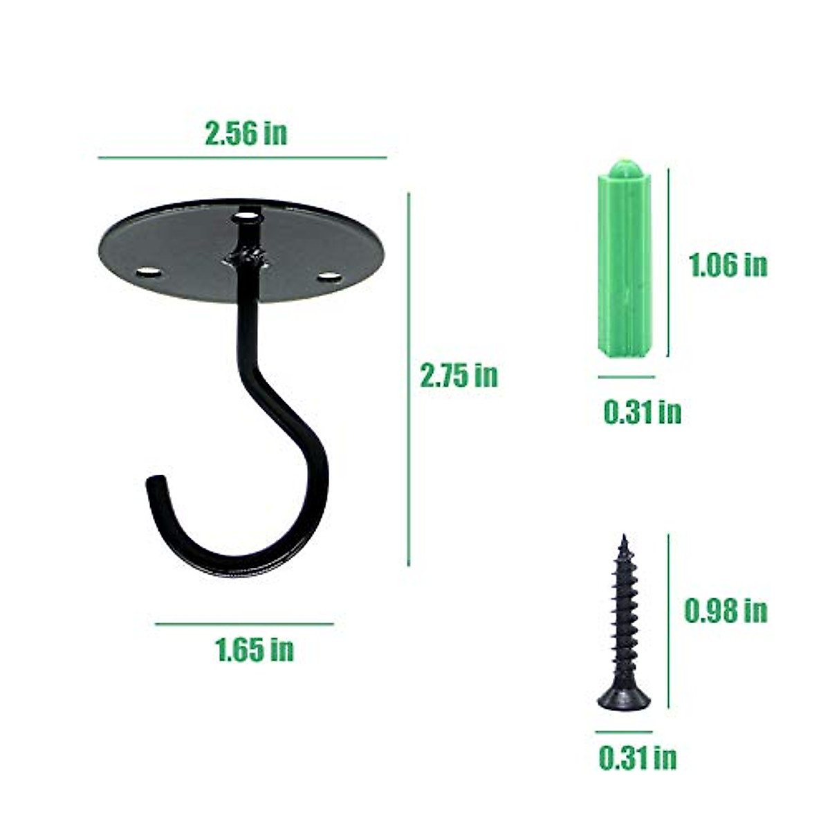 Ceiling Hooks for Hanging Plants, Mug Cup Hooks Screw in White Vinyl Coated Heavy Duty Wall Hooks for Hanging