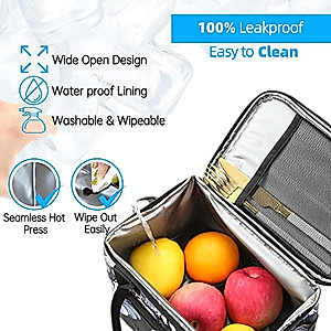 TOMULE Insulated Lunch Bag Reusable Floral Cooler Tote Bag, Soft Freezable Lunch Box Holder, Durable Portable Leakproof Thermal Lunch Container for Women Men Kid Office Work School Picnic Travel Beach