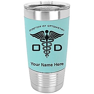 LaserGram 20oz Vacuum Insulated Tumbler Mug, OD Doctor of Optometry, Personalized Engraving Included (Silicone Grip, Teal)