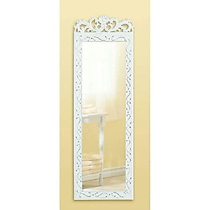 OBIOZZ Bedroom Floor Standing Mirror Elegant White Wall Mirror Wood White, Beautiful Living Room Decorations, Modern Design Full-Length Mirror