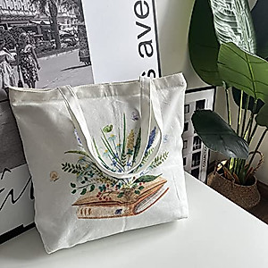 Lioying Canvas Tote Bag for Women, Reusable Grocery Bags Cute Tote Shoulder Bag Personalized Gifts with Zipper for Women Girl