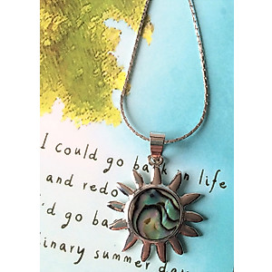 Smiling Wisdom - Sun Heartfelt Ordinary Summer Day Greeting Card and Sun Keepsake Gift Set - Woman, Daughter, Granddaughter, Sister - Blue Green Abalone Sun