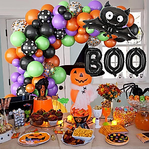 Halloween Balloon Arch Garland Kit Latex Balloons Boo Aluminum Foil 3D PVC Bat Decoration Set for Baby Halloween Party Decorations