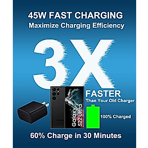 Samsung 45W USB-C Super Fast Charging Wall Charger for Samsung Galaxy S23 S22 S21 S20 Ultra Plus Note 10+ Charger Adapter Block