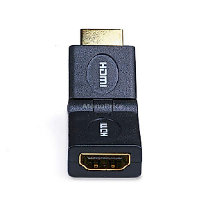 Monoprice HDMI Port Saver Adapter - Male to Female, Swiveling, Up to 90 Degrees Adjustment, Gold Plated, 3 Inches, Black