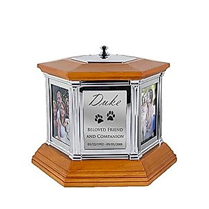 Perfect Memorials Custom Engraved Medium Rotating Memories Cremation Urn (100 Cu/in) - Urn for Human Ashes/6 Photo Frames/Spins 360 Degrees