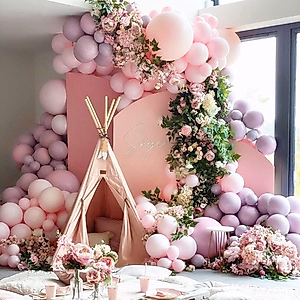 Partycus Pink Purple Balloon Garland Double Stuffed Lavender Party Balloon Macaron Light Pink Latex Pastel Balloons Arch Kit for Birthday Baby Shower Wedding Engagement Princess Party Decoration…