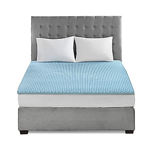 Sleep Philosophy Gel Infused Memory Foam Mattress Topper Luxurious, All Season Enhanced Bed Support, King, 1.5" Thick, without Cover Blue