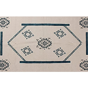 Casavani Hand Block Printed Cotton Dhurrie Geometric Tassel Rug Boho Area Rug Easy Care Washable Rugs for Doormat Entryway Living Room Bedroom Hallway Balcony 12x15 Feet